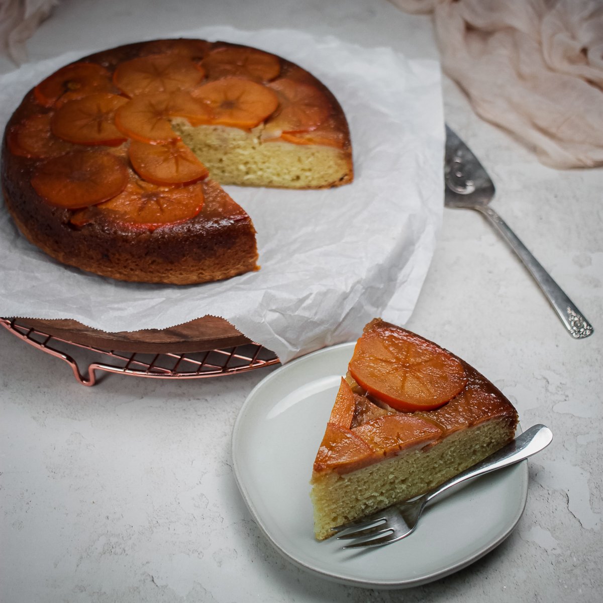 Upside Down Persimmon Cake Recipe (Gluten Free) - The Bonnie Fig